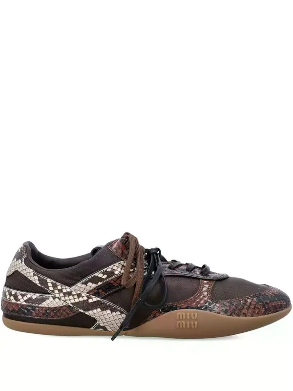 Miu Miu Snakeskin-effect Leather Sneakers