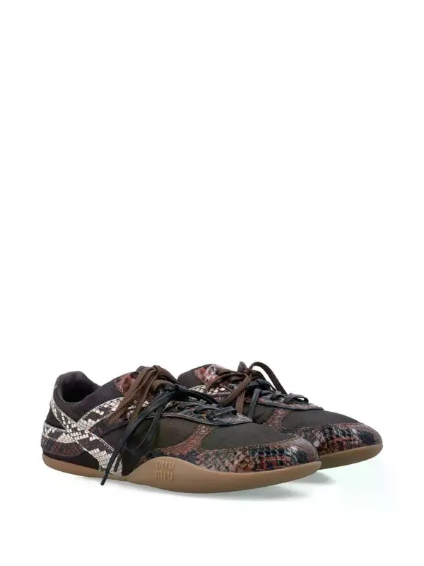 Miu Miu Snakeskin-effect Leather Sneakers
