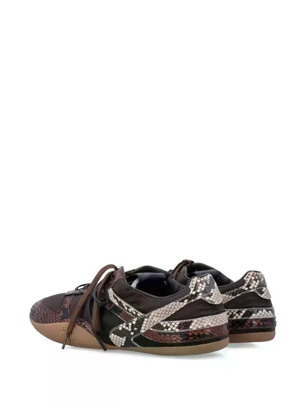 Miu Miu Snakeskin-effect Leather Sneakers