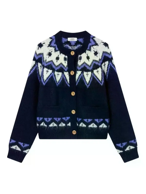 STUDIO TOMBOY Round Neck Cardigan - Blue
