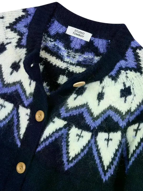 STUDIO TOMBOY Round Neck Cardigan - Blue