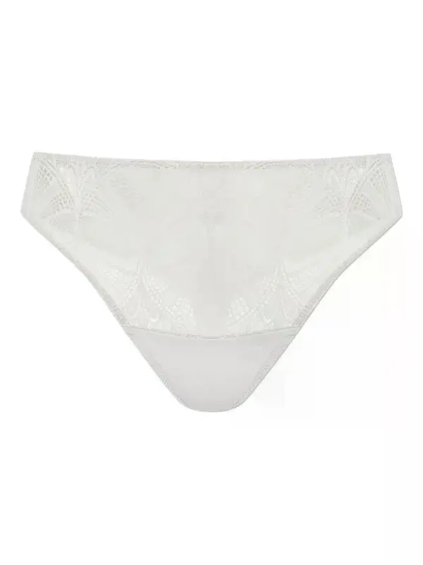 Hanro Lace-detail Thong - Grey