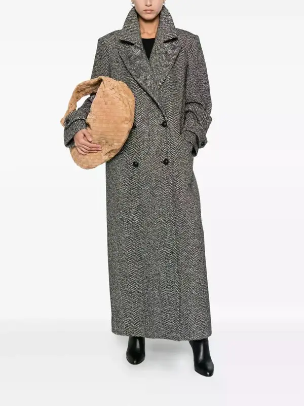 Tagliatore Herringbone Pattern Belted Coat