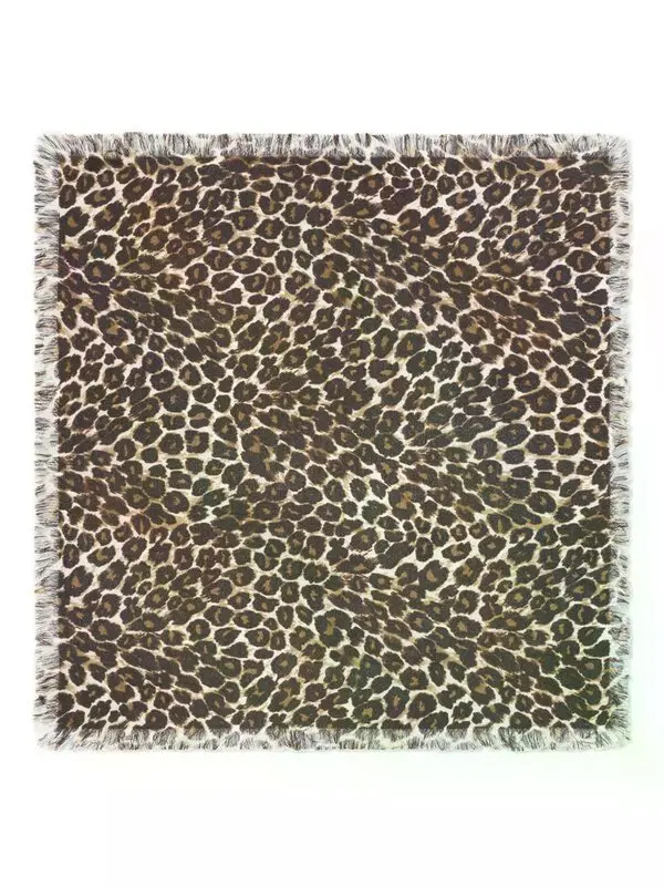 Eric Bompard Leopard-print Square-frame Scarf - Brown