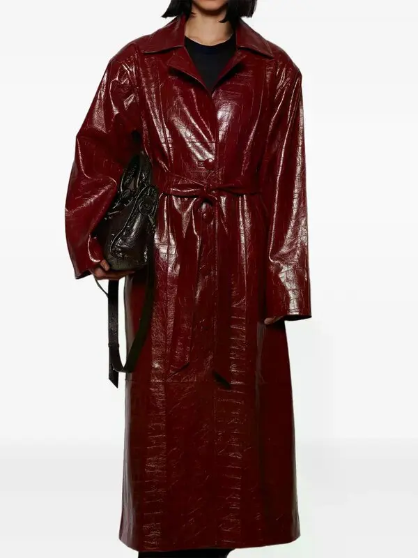 DIMA AYAD Leather Belted Coat