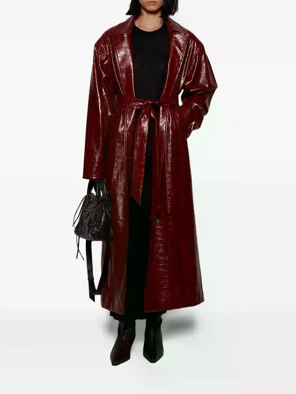DIMA AYAD Leather Belted Coat