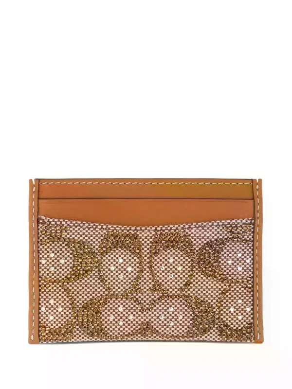 COACH® Crystal Signature Essential Card Holder - Brown