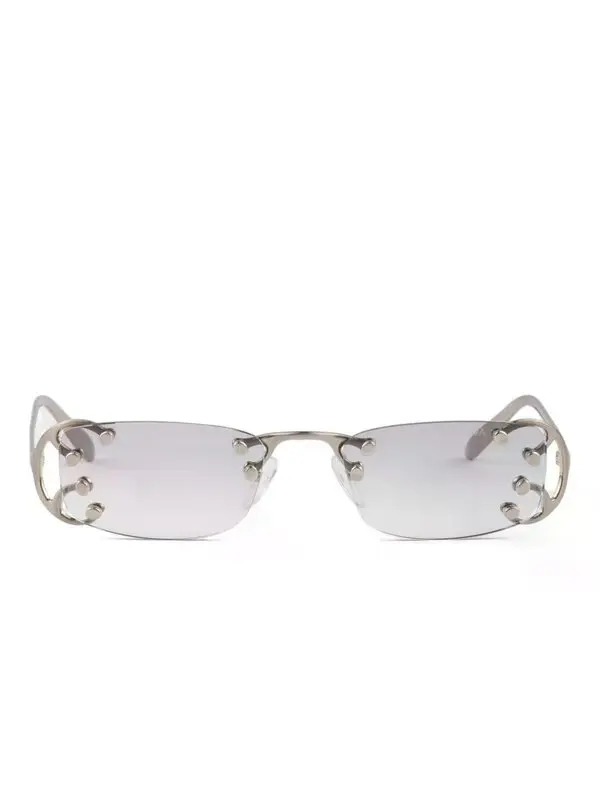 Prada Metal-frame Rectangle Sunglasses - Silver