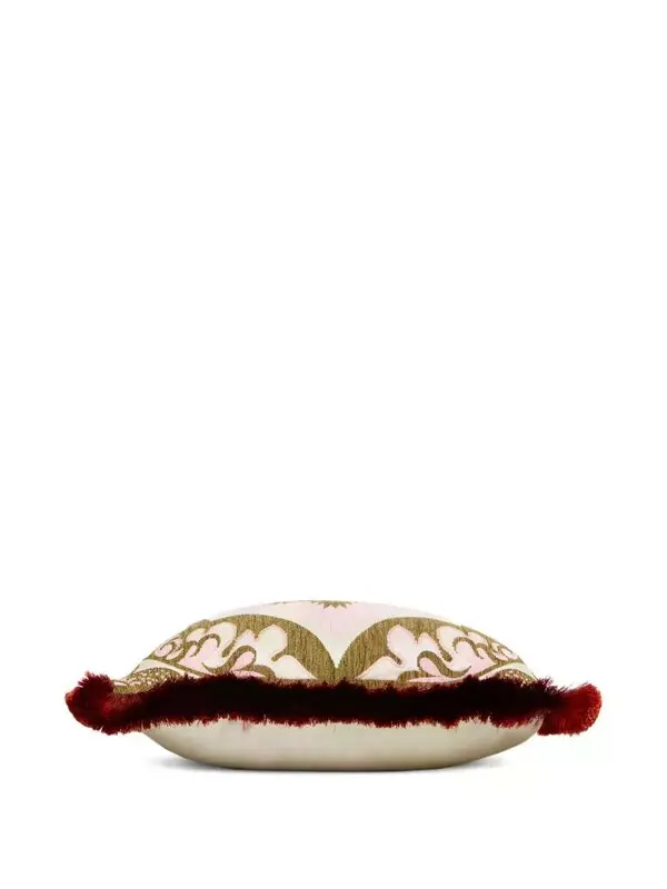 La DoubleJ Floral Fringed Cushion - Neutrals