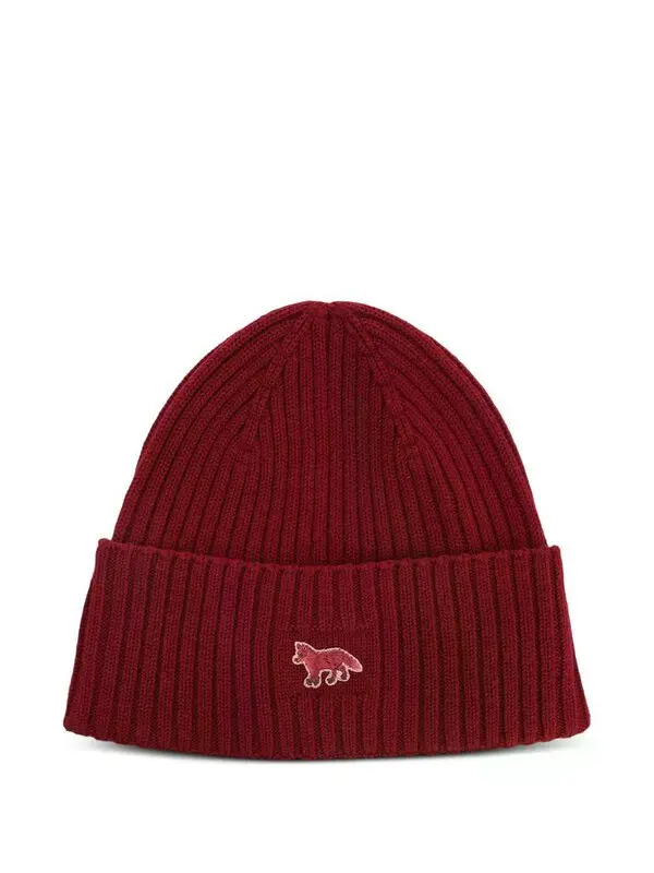 Maison Kitsuné Baby Fox Ribbed Beanie - Red