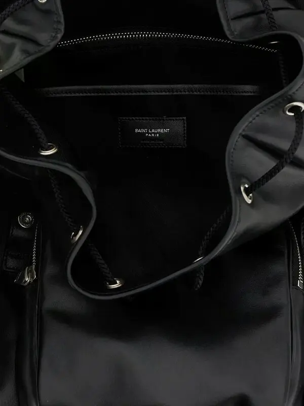 Saint Laurent Buckled-strap Leather Backpack