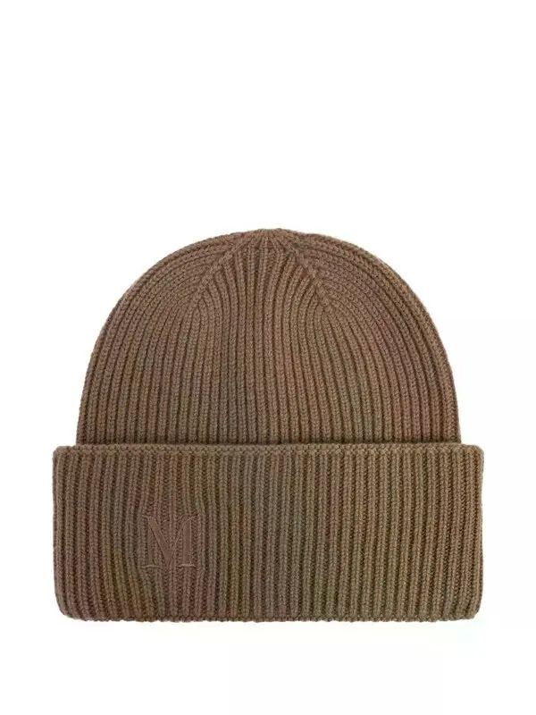 Max Mara Ribbed Embroidered-initial Beanie - Brown