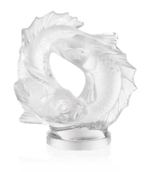 Lalique Crystal Double Fish Sculpture - Clear