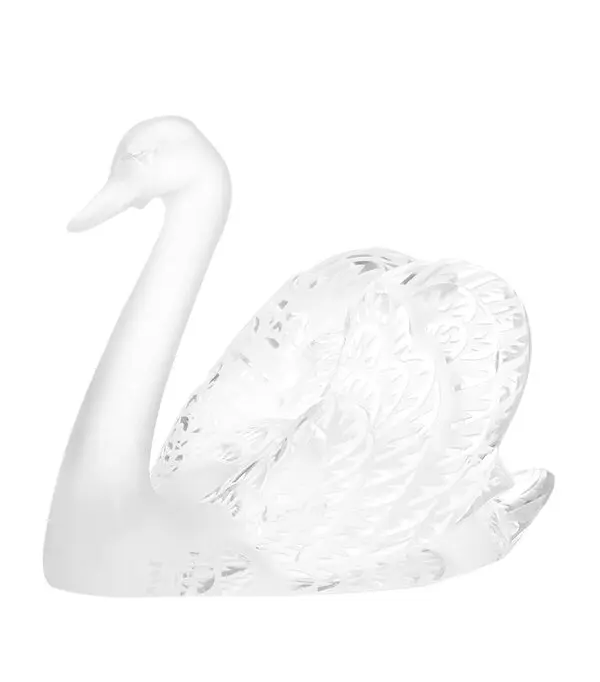 Lalique Crystal Swan Head Up Sculpture - Clear