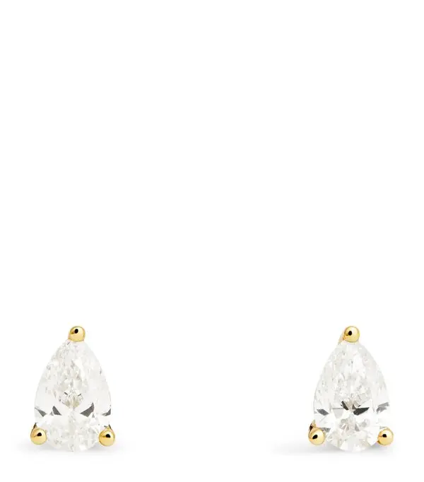 Harrods Diamond Pear Stud Earrings - Gold