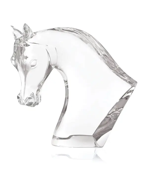Lalique Crystal Horse Head Sculpture - Clear