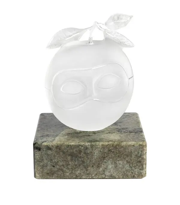 Lalique X René Magritte Right Masked Apple Sculpture - Clear