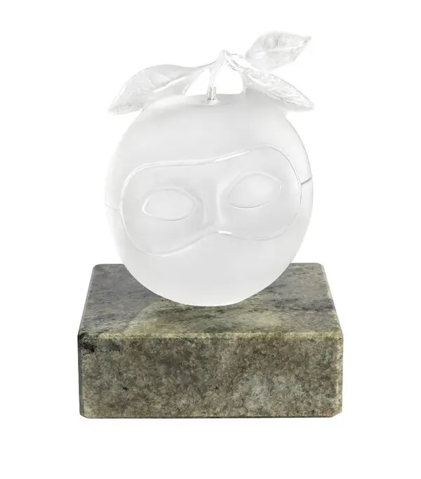 Lalique X René Magritte Right Masked Apple Sculpture - Clear