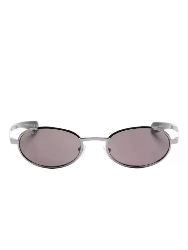 Gucci Oval-frame Sunglasses - 001 Dark Ruthenium