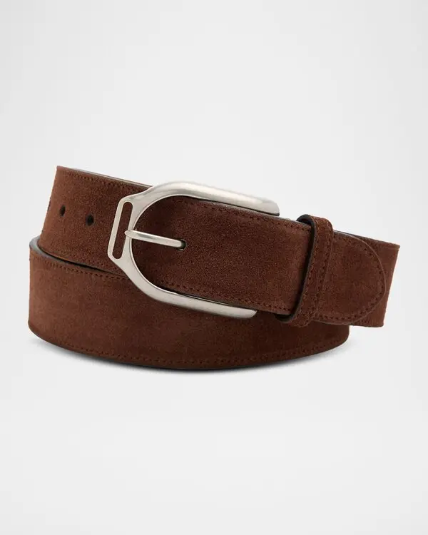 Ralph Lauren Welington Stirrup-buckle Calf Suede Belt - Lug Brown