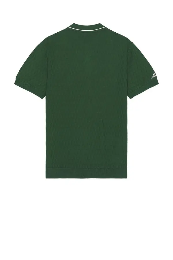 MALBON Crest Knit Polo In Green - Myrtle