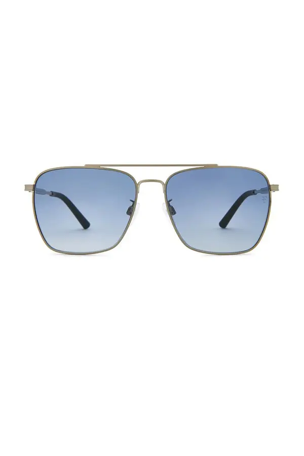 Oliver Spencer R-15 Sunglasses - Brushed Silver & Sky Gradient