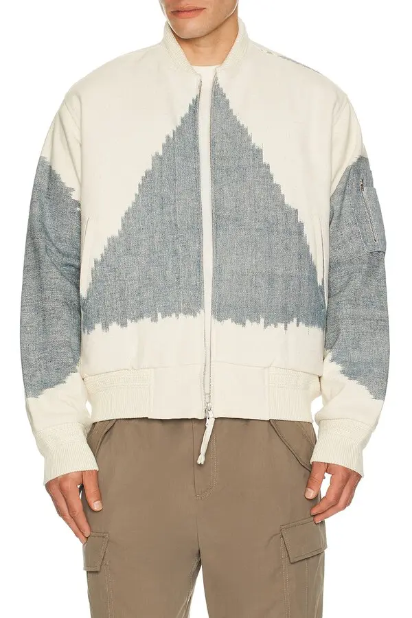 KARDO Max Oversized Quilted Bomber Jacket - Off White & Air Blue