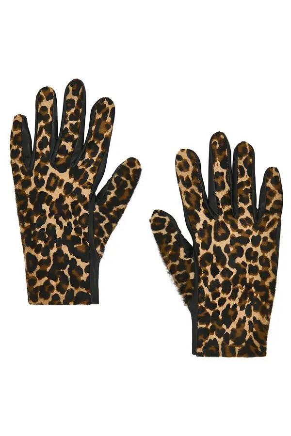AGNELLE Susan Pony Hair Gloves - Noir & Panthere