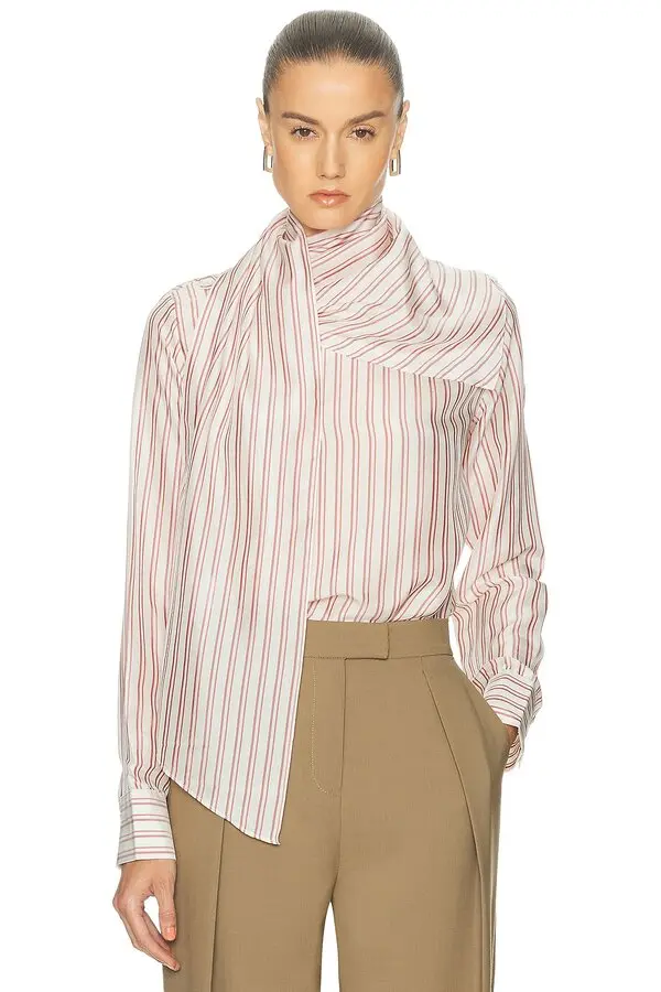 SRG Celeste Silk Top - Red & Maroon Stripe