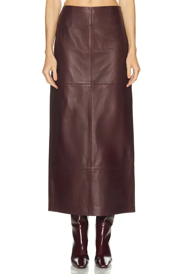 SRG Leather Midi Skirt - Oxblood