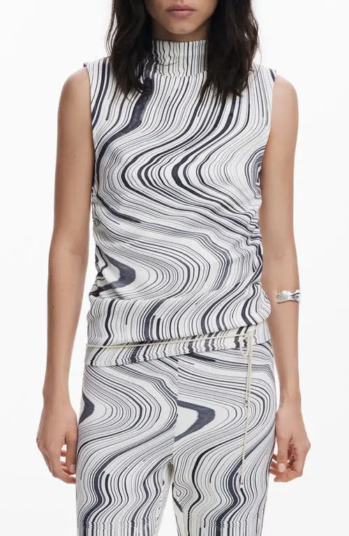 Desigual Distorted Stripe Mock Neck Tank