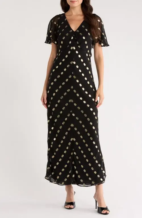 Halogen Metallic Dot Tie Back Maxi Dress