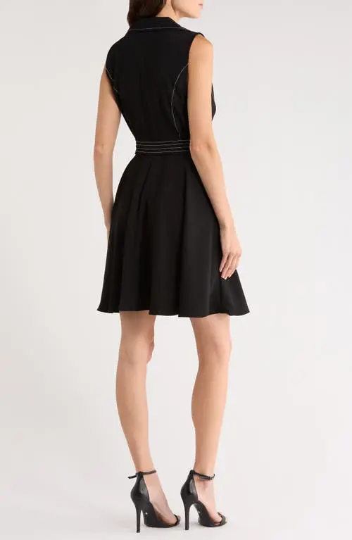 Halogen Topstitch Detail Sleeveless Dress - Rich Black