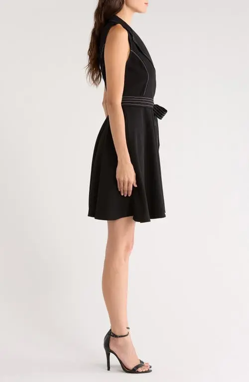 Halogen Topstitch Detail Sleeveless Dress - Rich Black