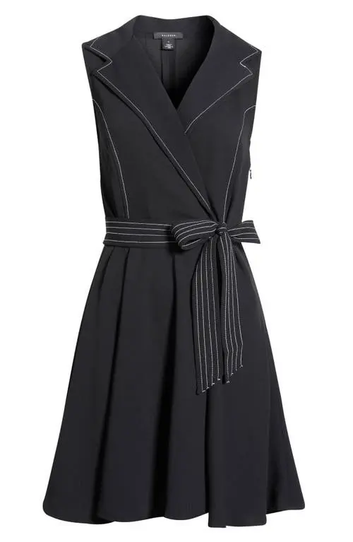 Halogen Topstitch Detail Sleeveless Dress - Rich Black