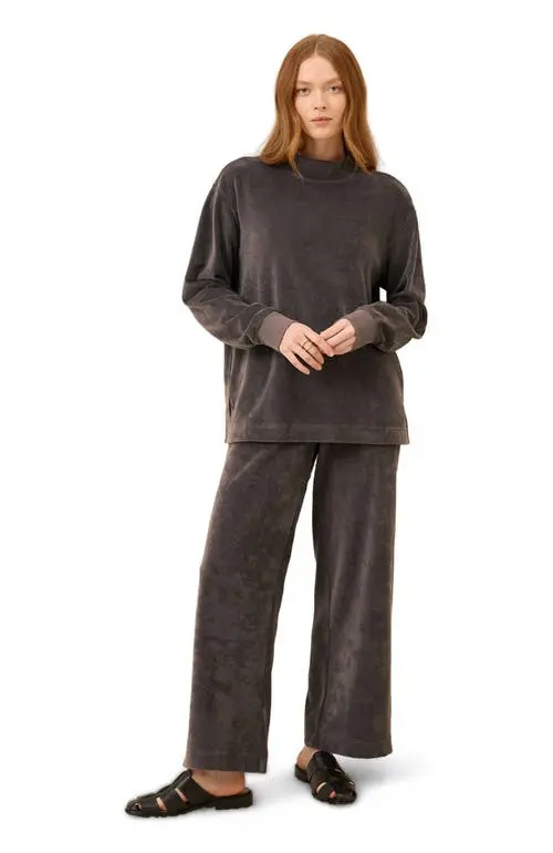 PACT Organic Cotton Pure Velour Wide Leg Pants - Graphite