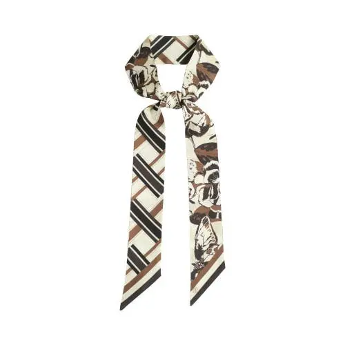 LOST PATTERN X Leatherology Silk Twill Skinny Scarf - Neutral