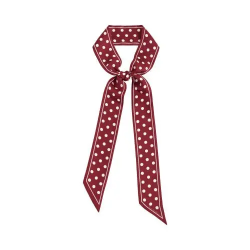 LOST PATTERN Retro Polka" Silk Skinny Scarf - Burgundy