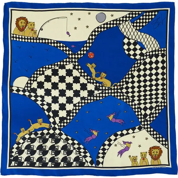 LOST PATTERN Journey" Silk Scarf Shantall Lacayo - Electric Blue