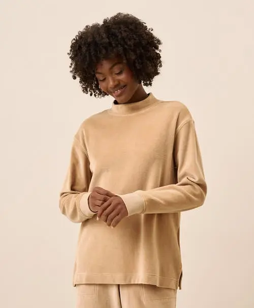 PACT Organic Cotton Pure Velour Cozy Pullover - Sesame
