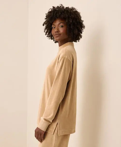 PACT Organic Cotton Pure Velour Cozy Pullover - Sesame