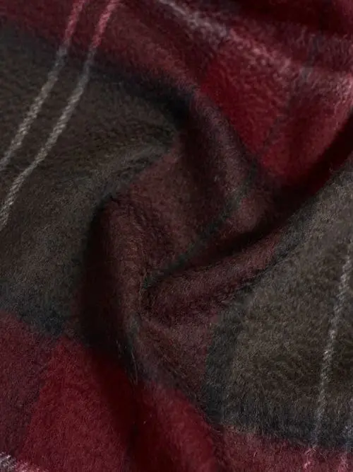 LOST PATTERN Plaid" Cashmere Scarf - Dark Red