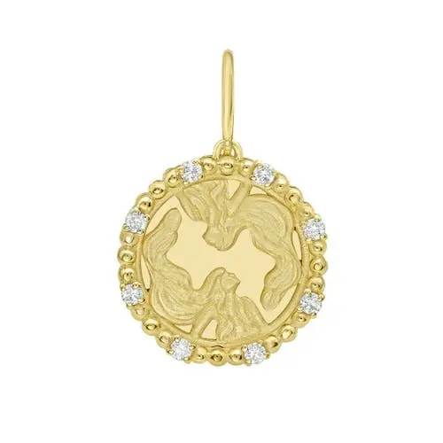 LIONHEART 14k Gold Gemini Diamond Zodiac Medallion - Yellow Gold