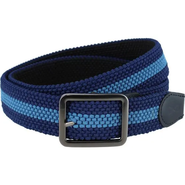 Trafalgar Arturo Striped Reversible Braided Casual Golf Belt - Black/blue Stripes