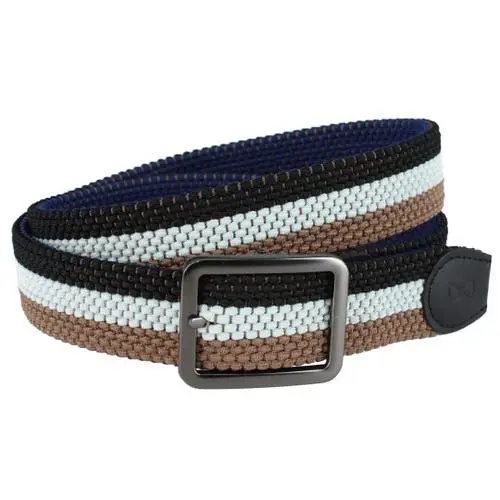 Trafalgar Matias 35mm Reversible Braided Casual Golf Belt - Blue And Khaki Stripes