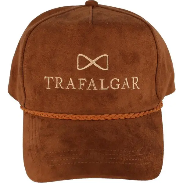 Trafalgar Faux Suede 5-panel Cap With Braided Rope - Cognac