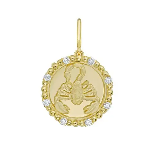 LIONHEART 14k Gold Scorpio Diamond Zodiac Medallion - Yellow Gold