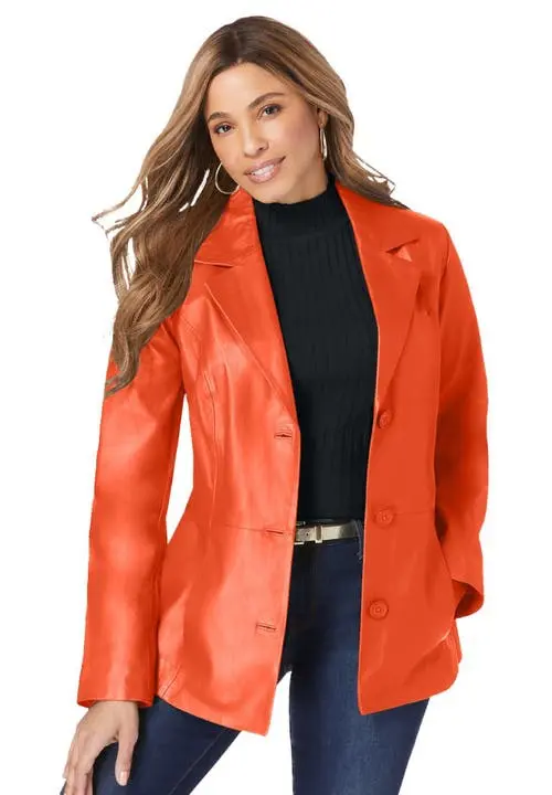 JESSICA LONDON Leather Blazer - Paprika Red