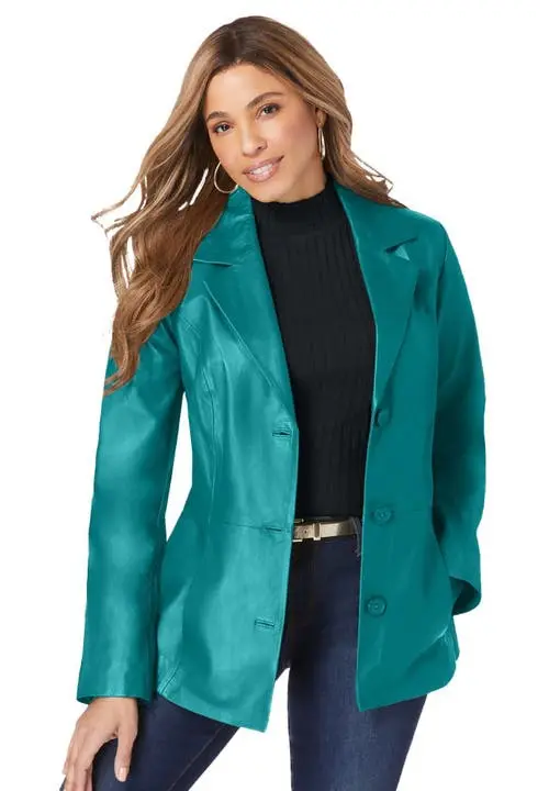 JESSICA LONDON Leather Blazer - Tropical Teal