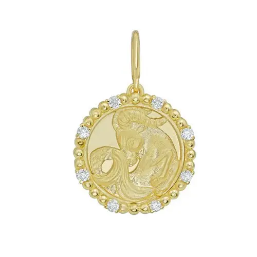 LIONHEART 14k Gold Capricorn Diamond Medallion - Yellow Gold